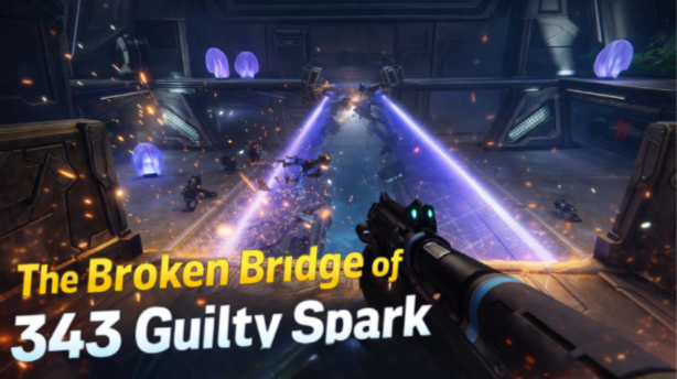 Is it possible to cross the broken light bridge in Halo Combat Evolved?