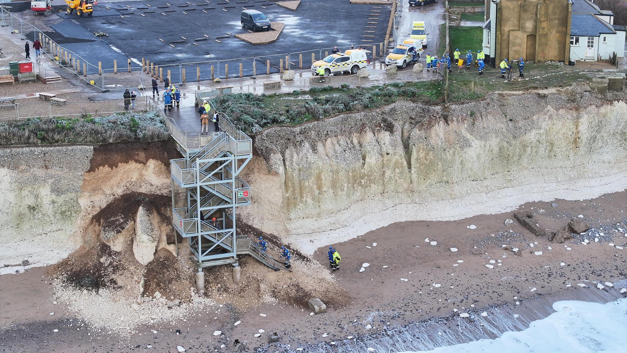 Coastguard rescues families 'stranded' at Birling Gap following cliff fall
