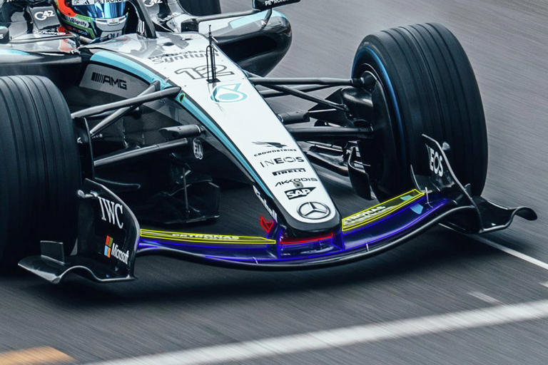 Mercedes' unique 2026 F1 front wing design revealed in Barcelona test