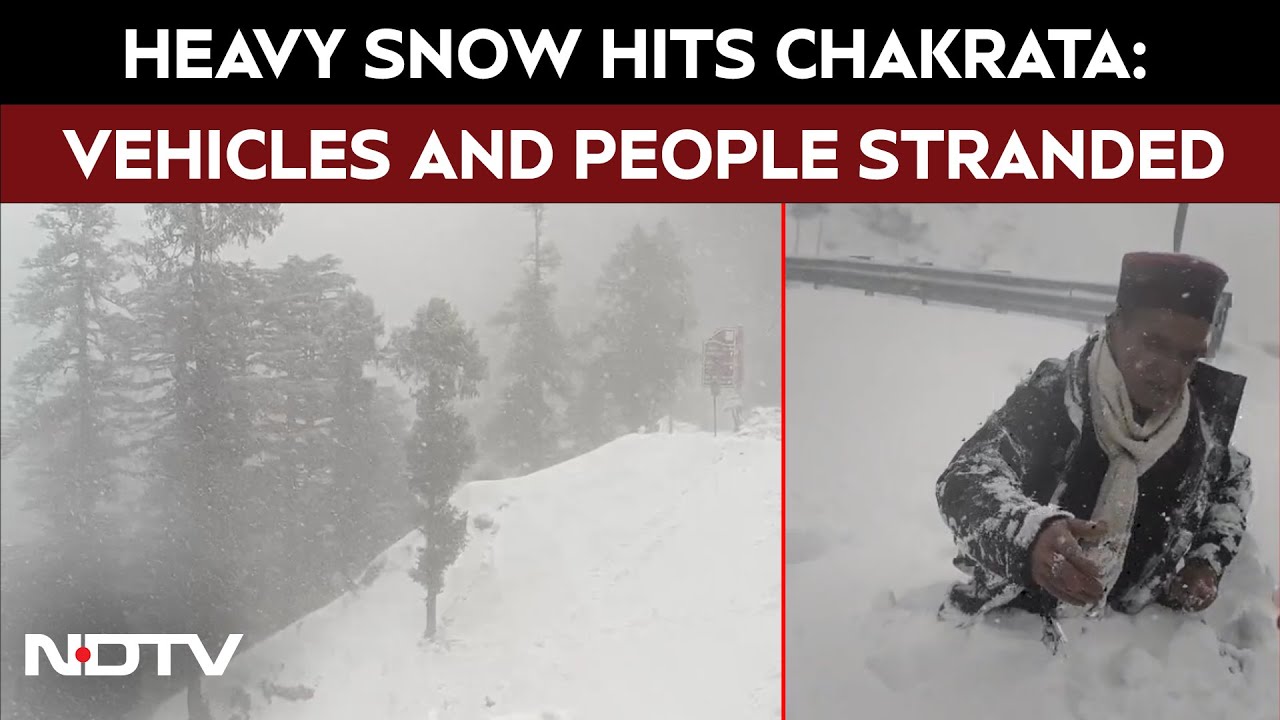 Heavy snow hits Chakrata: Vehicles stranded, police rescue people ...
