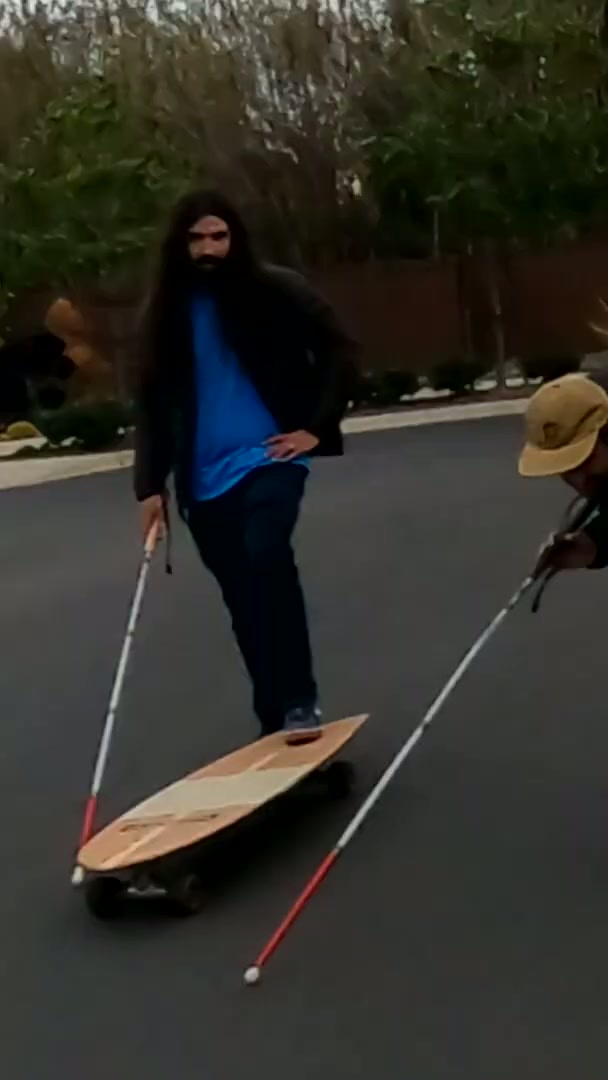 3 blind guys race skateboards #shorts