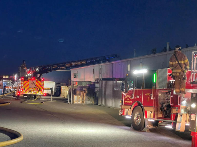 Ogden industrial building evacuated after flames seen coming from the roof