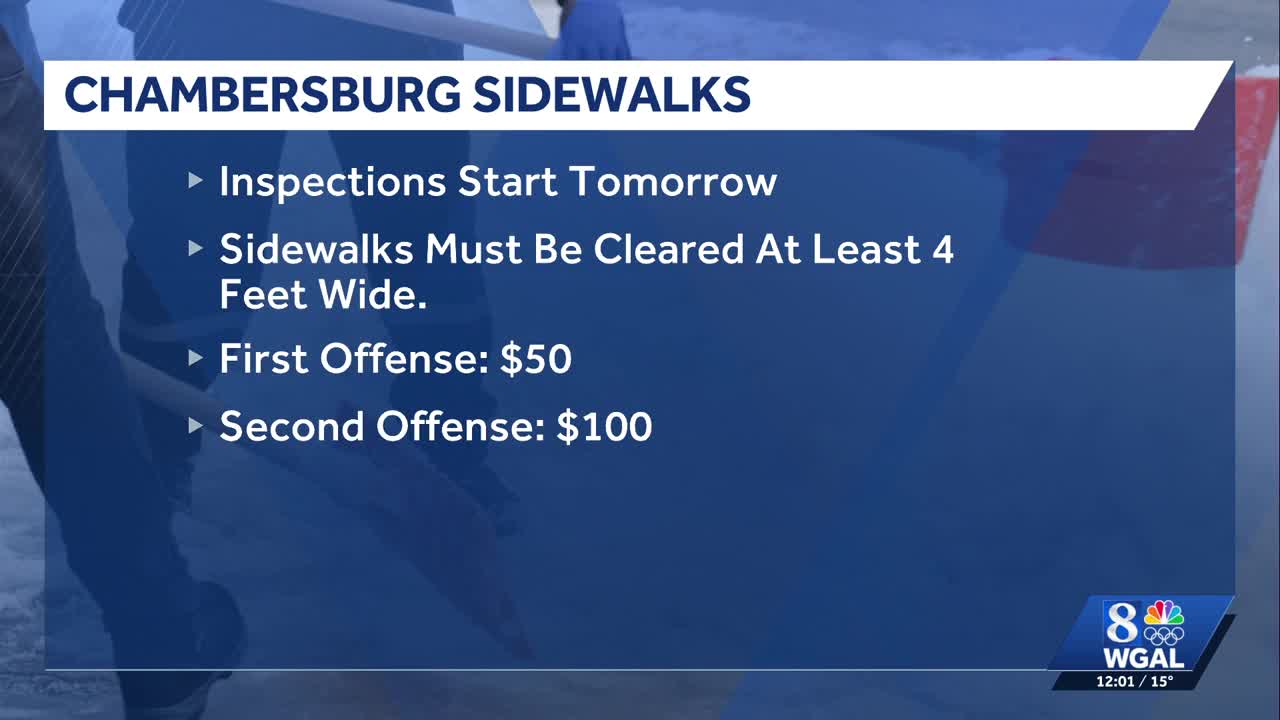 Chambersburg to inspect sidewalks for snow removal compliance