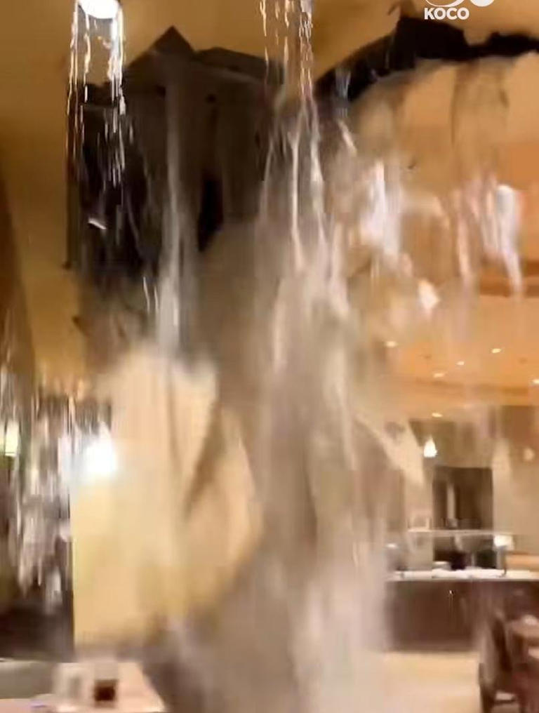 Watch: Ceiling collapse caught on camera at Oklahoma hotel