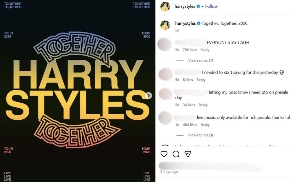 Harry Styles fans left furious with singer's 'grotesque' ticket prices ...