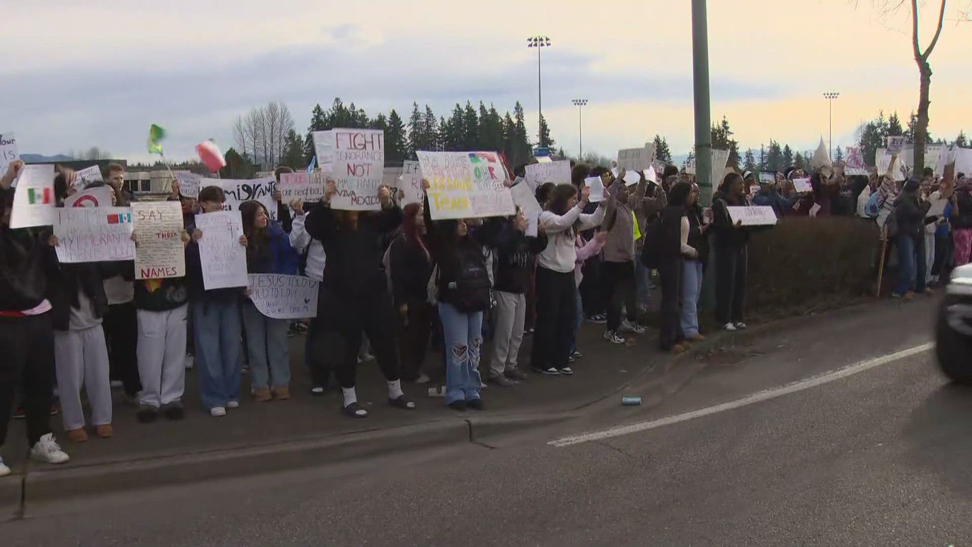 Local high school students stage anti-ICE protest
