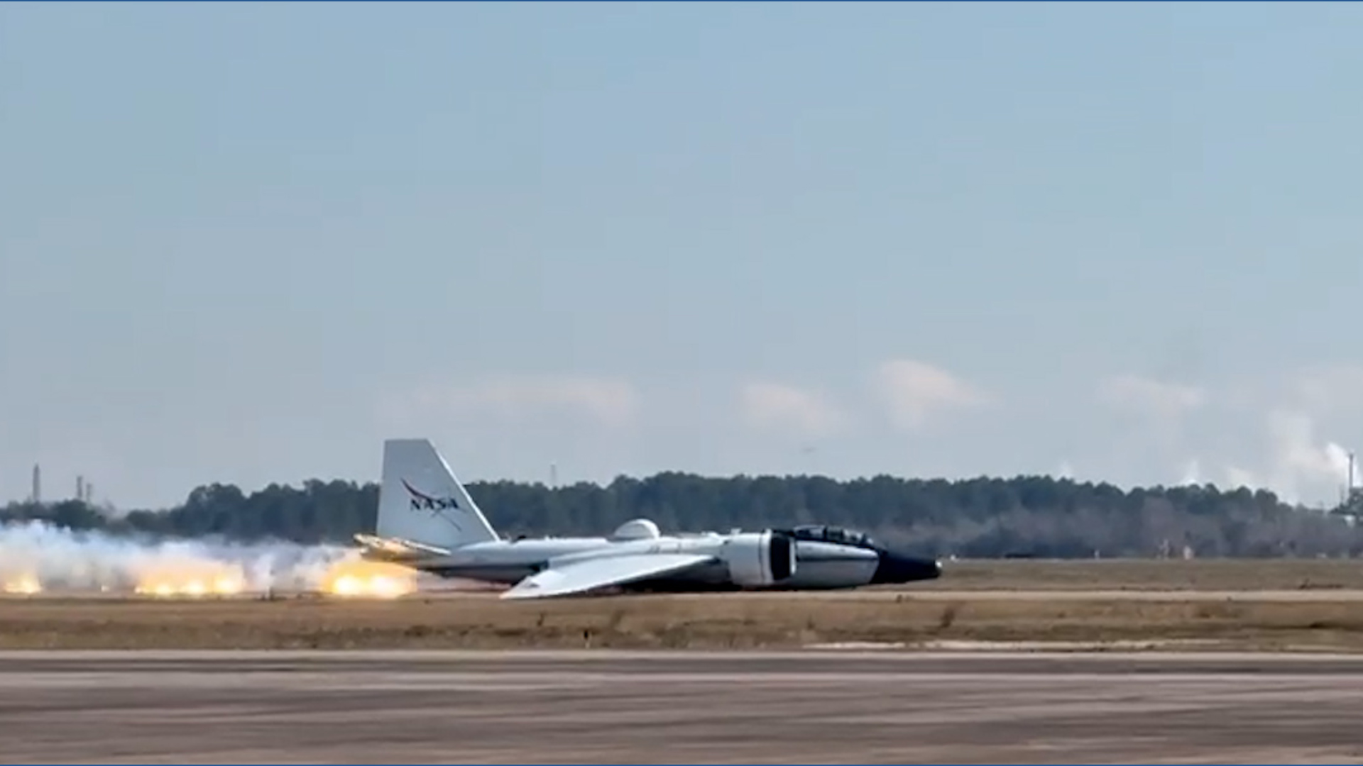 Video shows NASA plane make belly landing at Ellington Airport