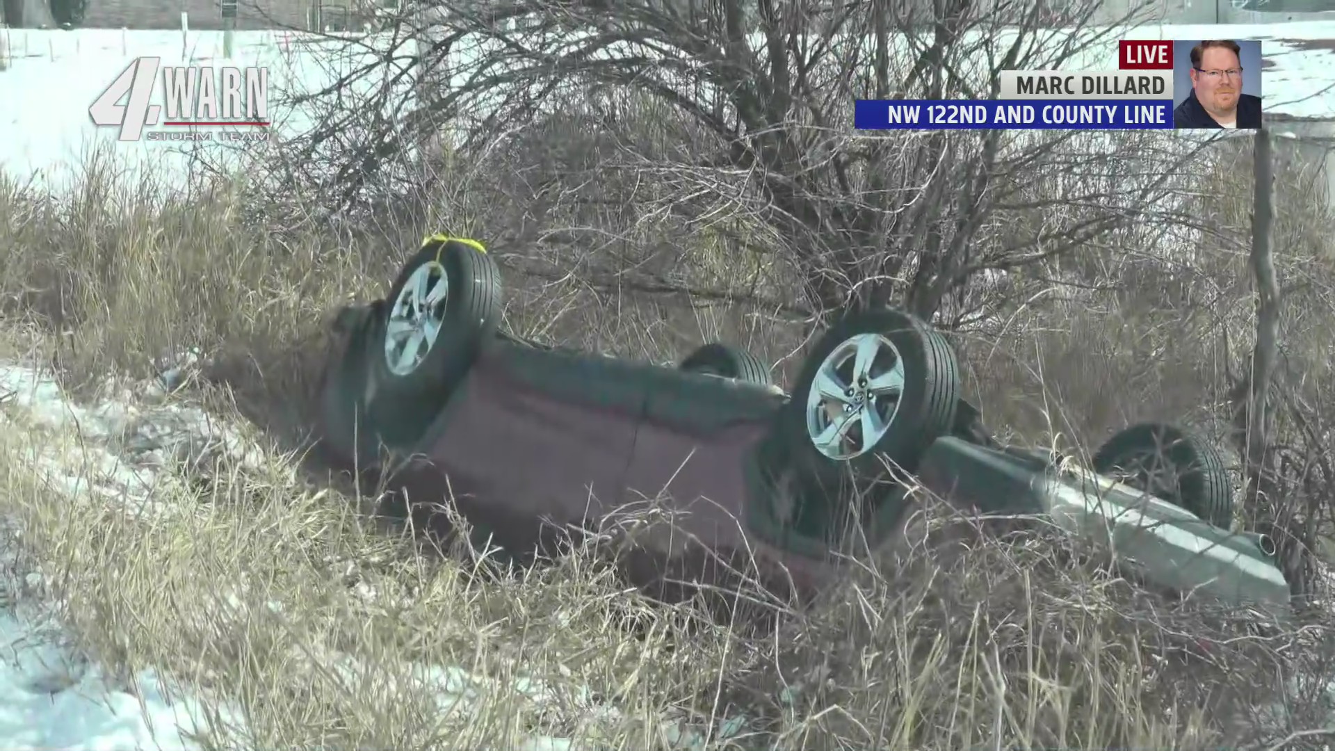 Emergency crews respond to vehicle overturned in creek