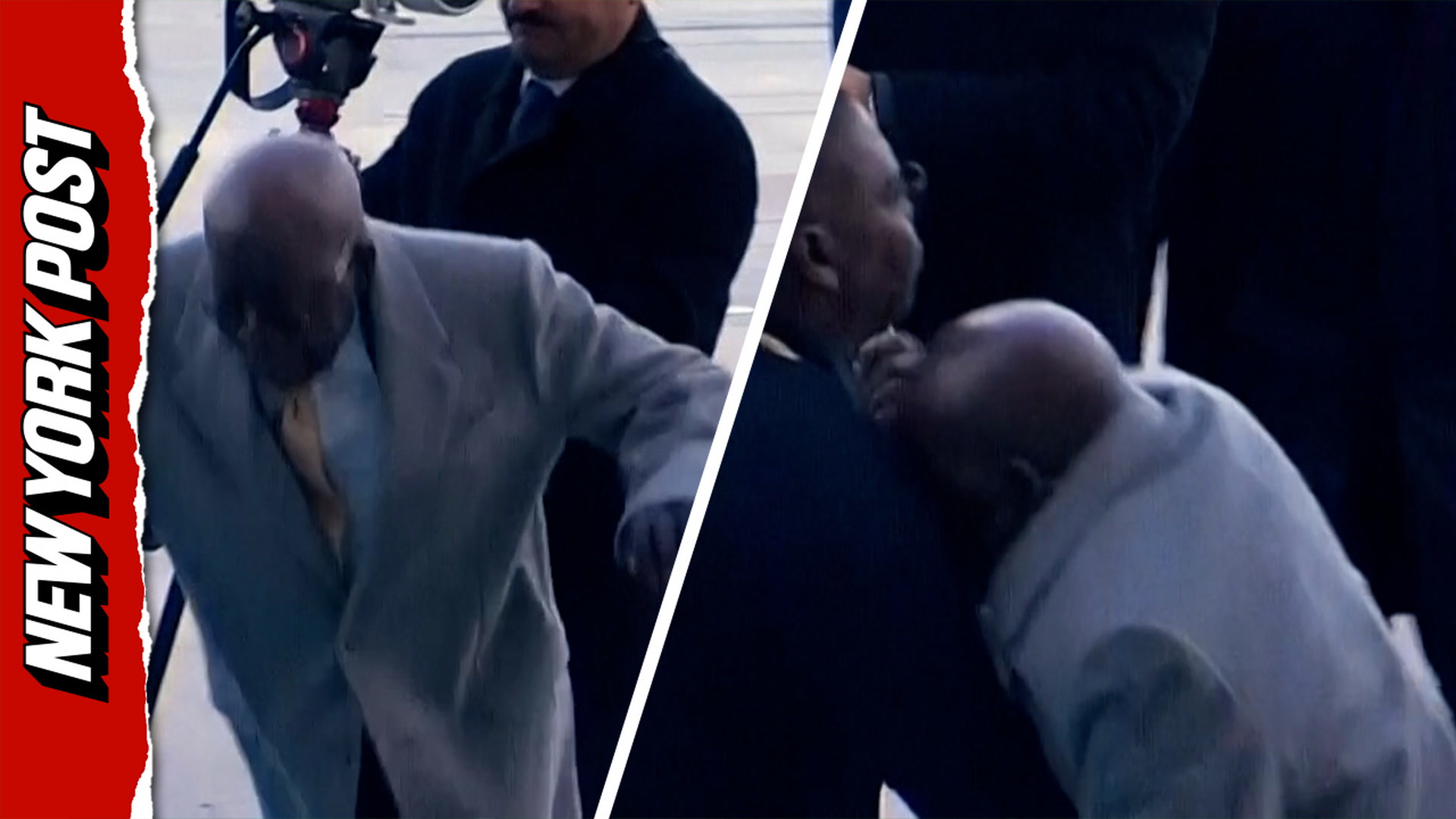 Nigerian president trips during welcoming ceremony