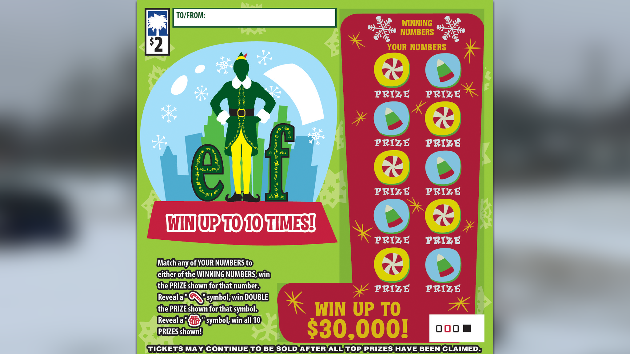 Upstate woman wins $30,000 on $2 elf-themed scratch-off