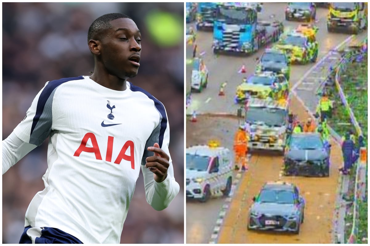 Spurs star Randal Kolo Muani in M25 crash as Ferrari's tyre explodes