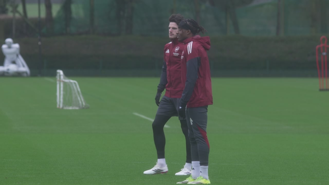 Arsenal training ahead of UCL clash with Kairat Almaty