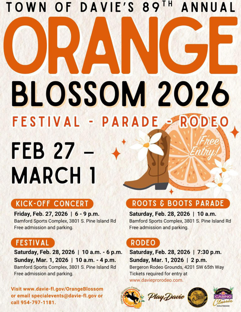 Town of Davie Orange Blossom Celebration starts on Feb. 27, 2026