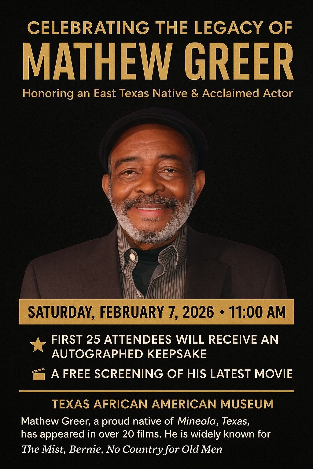 Texas African American Museum to honor East Texas actor with film screening