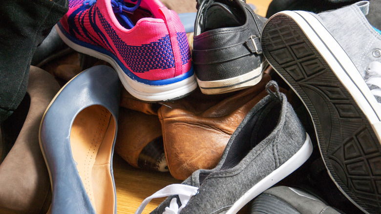 Keep shoes organized with these Dollar Tree plastic storage ideas