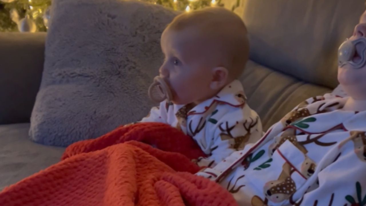 Baby watches Monsters Inc on screen and starts crying instantly