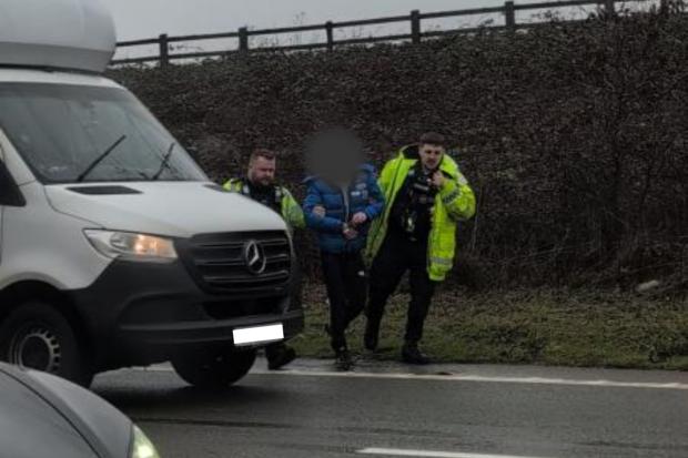 'Car theft' arrest after police vehicle, minibus and car crash on M25