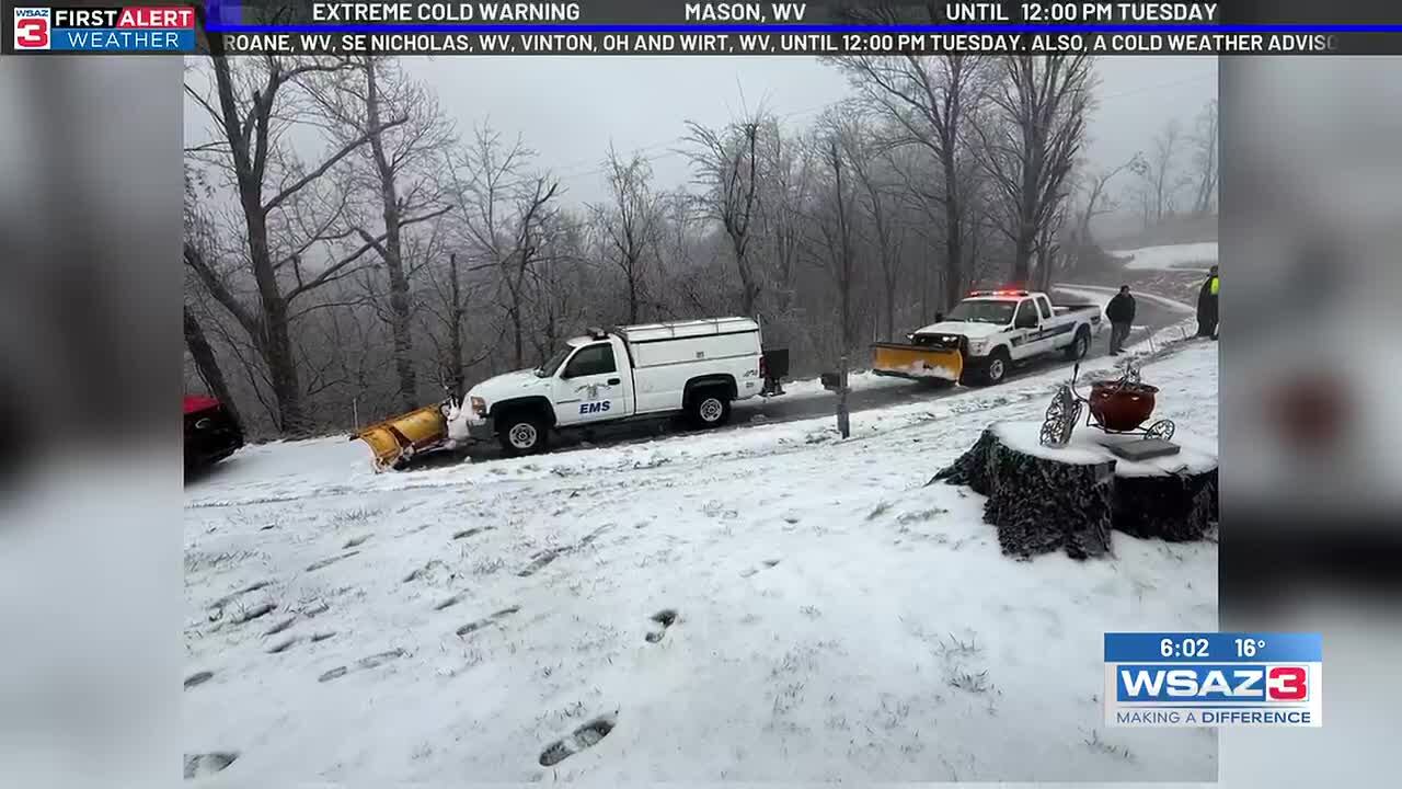 Emergency crews work in icy conditions