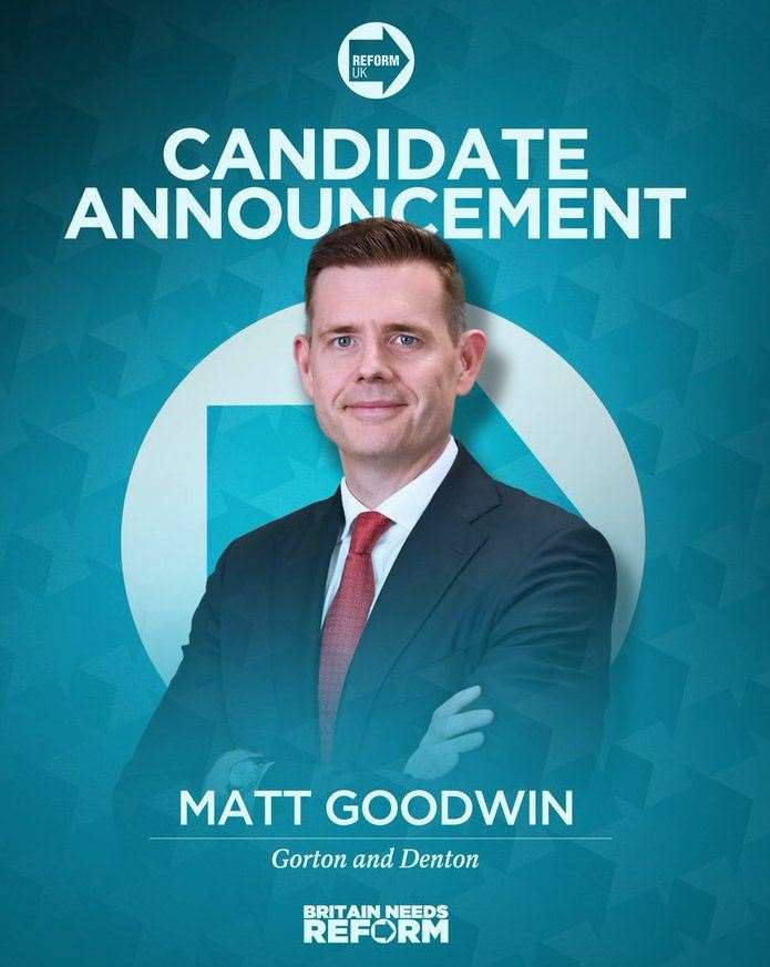 Former University of Kent politics professor Matthew Goodwin announced ...