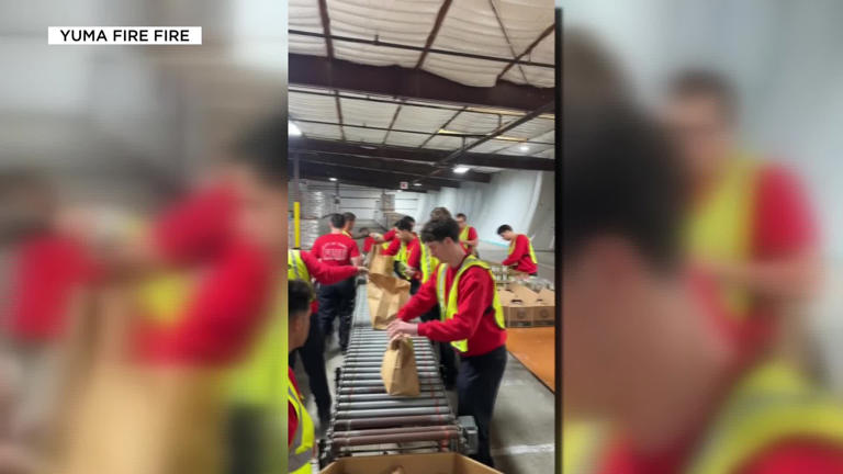 Yuma fire recruits package food for community members in need