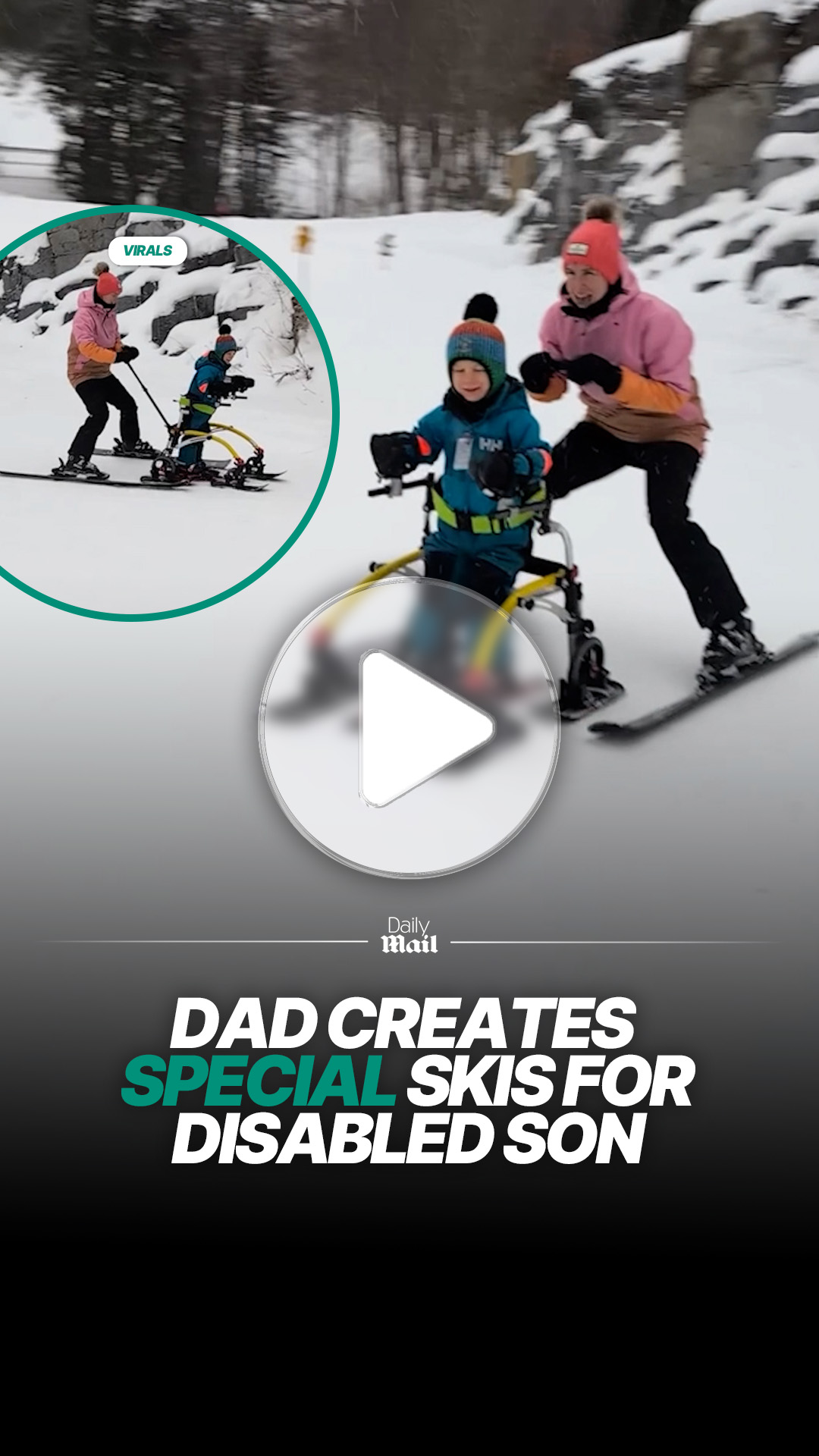 Dad builds custom skis so disabled son can join in