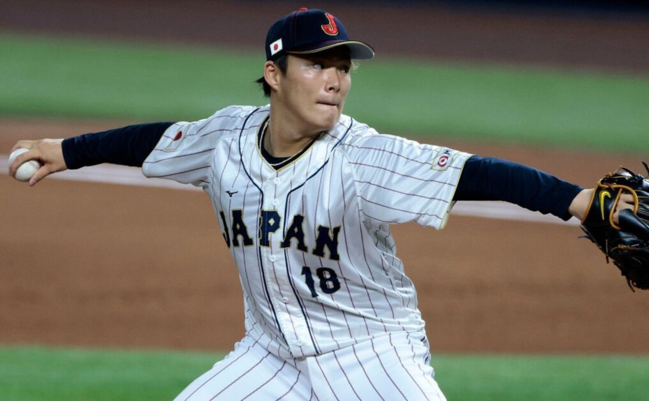 Yoshinobu Yamamoto pitching for Team Japan in 2026 World Baseball Classic