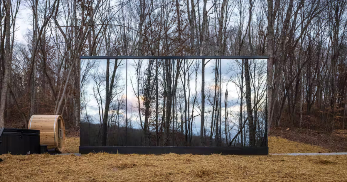 Stay at a hidden-away mirror cabin rental in Ohio