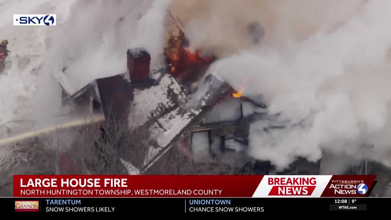 Firefighters battle large fire at North Huntingdon home