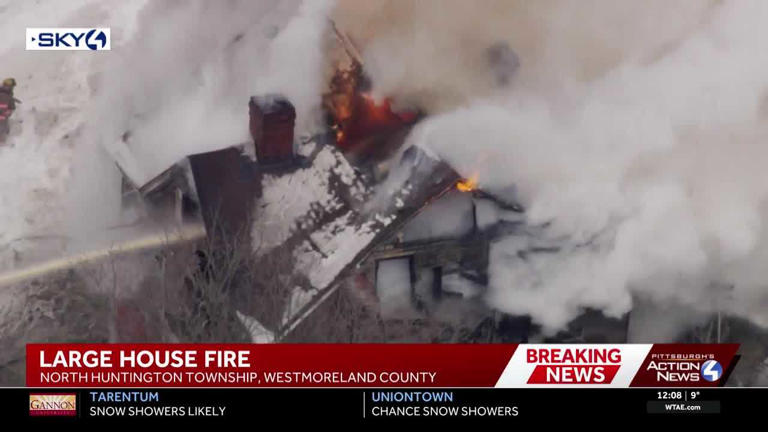 Firefighters battle large fire at North Huntingdon home