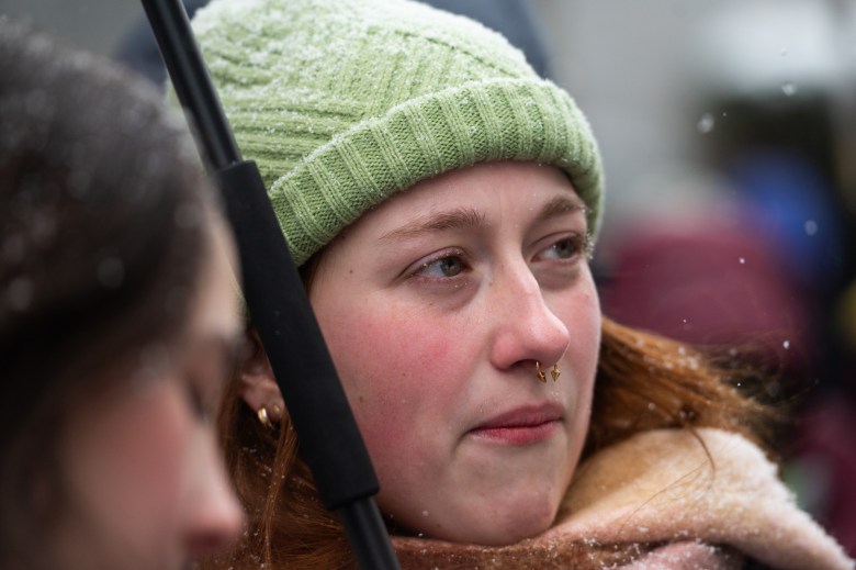 Protesters brave the freeze to press Fetterman on DHS funding amid ICE ...
