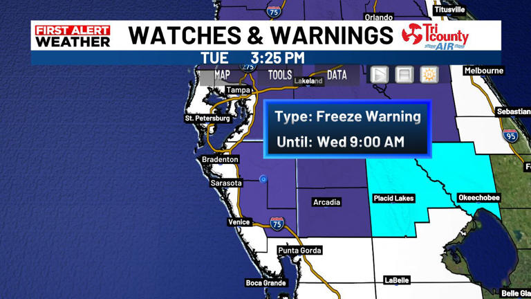 Freeze warning in effect tonight