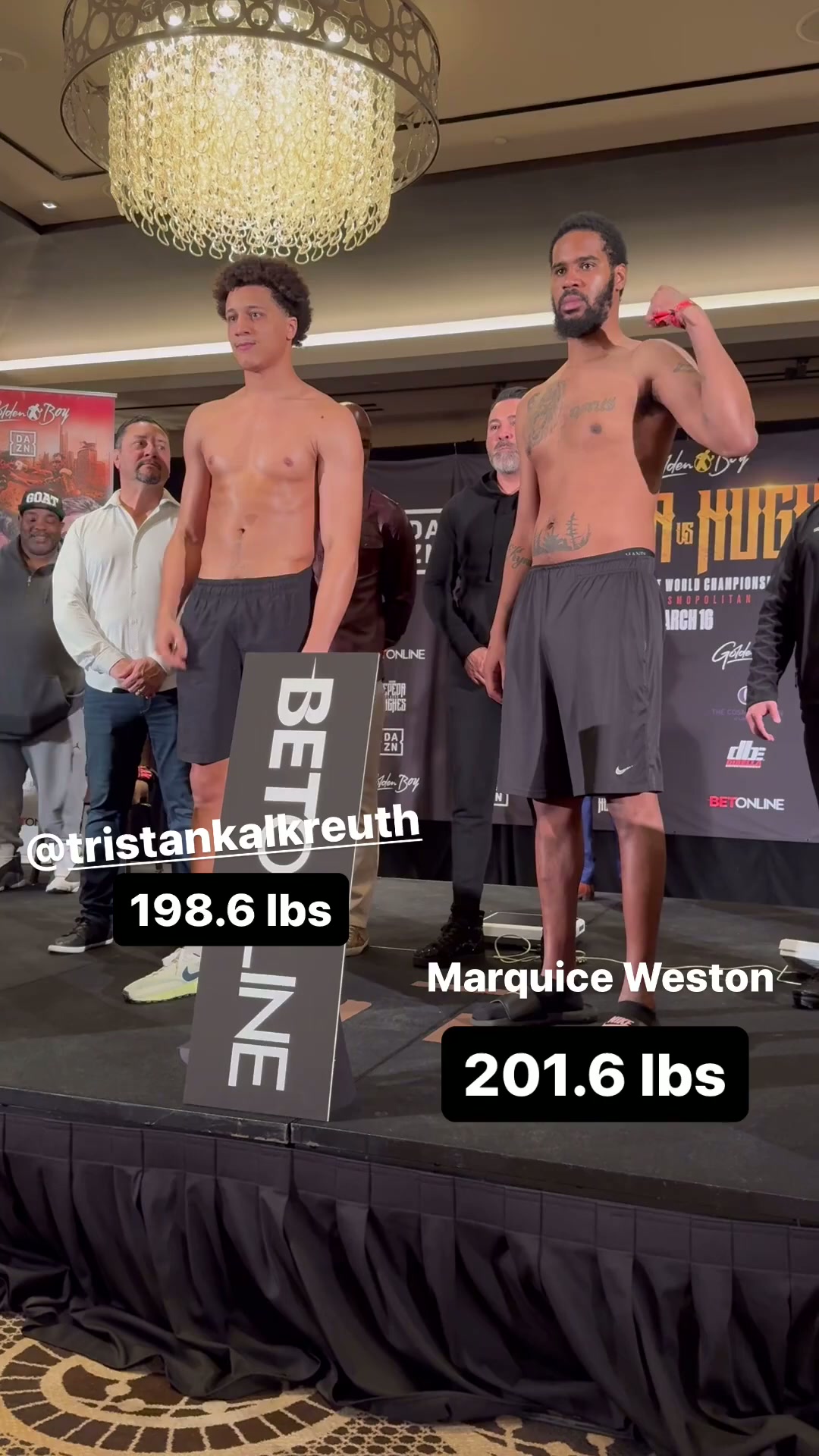 Tristan Kalkreuth and Marquice Weston make weight and face off