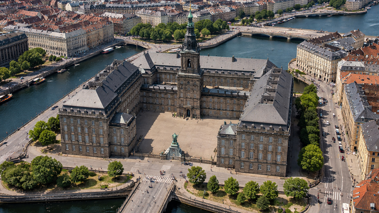 Christiansborg Palace from above in Copenhagen