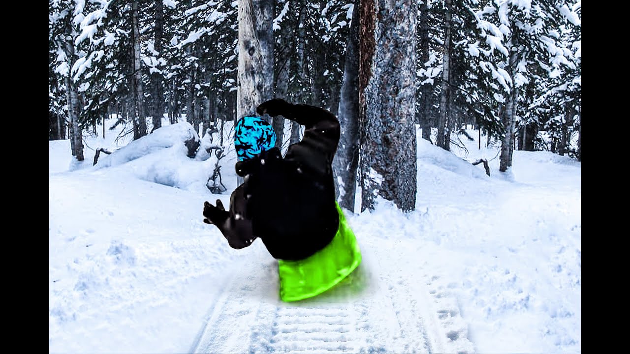 Blind guy crashes into tree while sledding