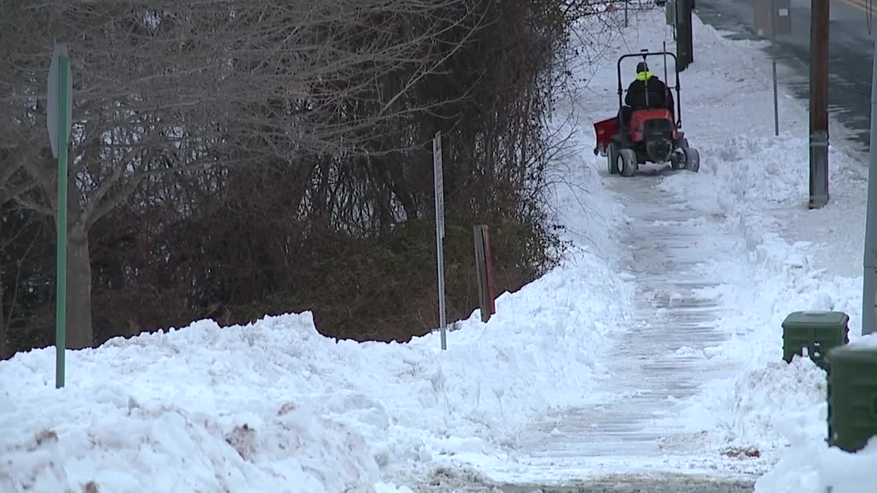 Snow covered sidewalks and schools equals no classes for BCPS students
