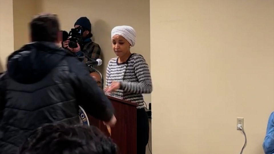 Video: Man sprays unknown substance toward Rep. Ilhan Omar