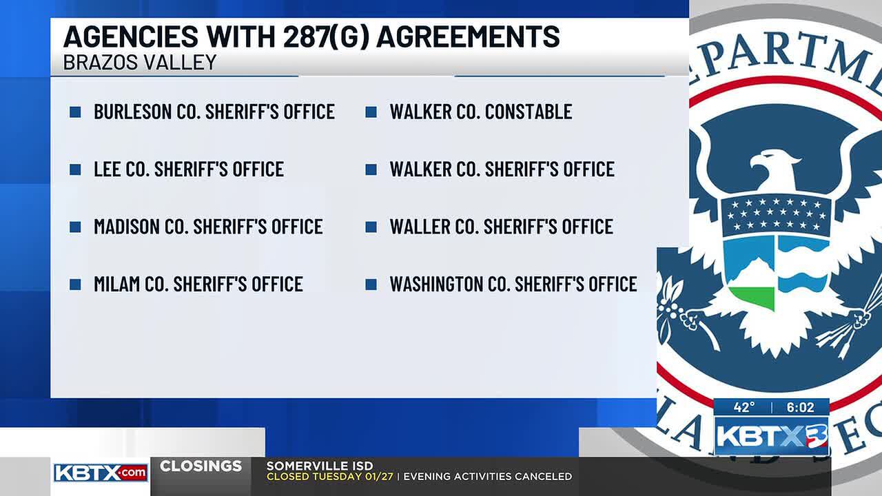 Brazos Valley law enforcement agencies with ICE 287(g) agreements