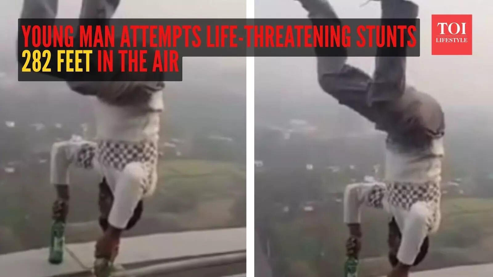 Hisar video goes viral as young man attempts life-threatening stunts ...