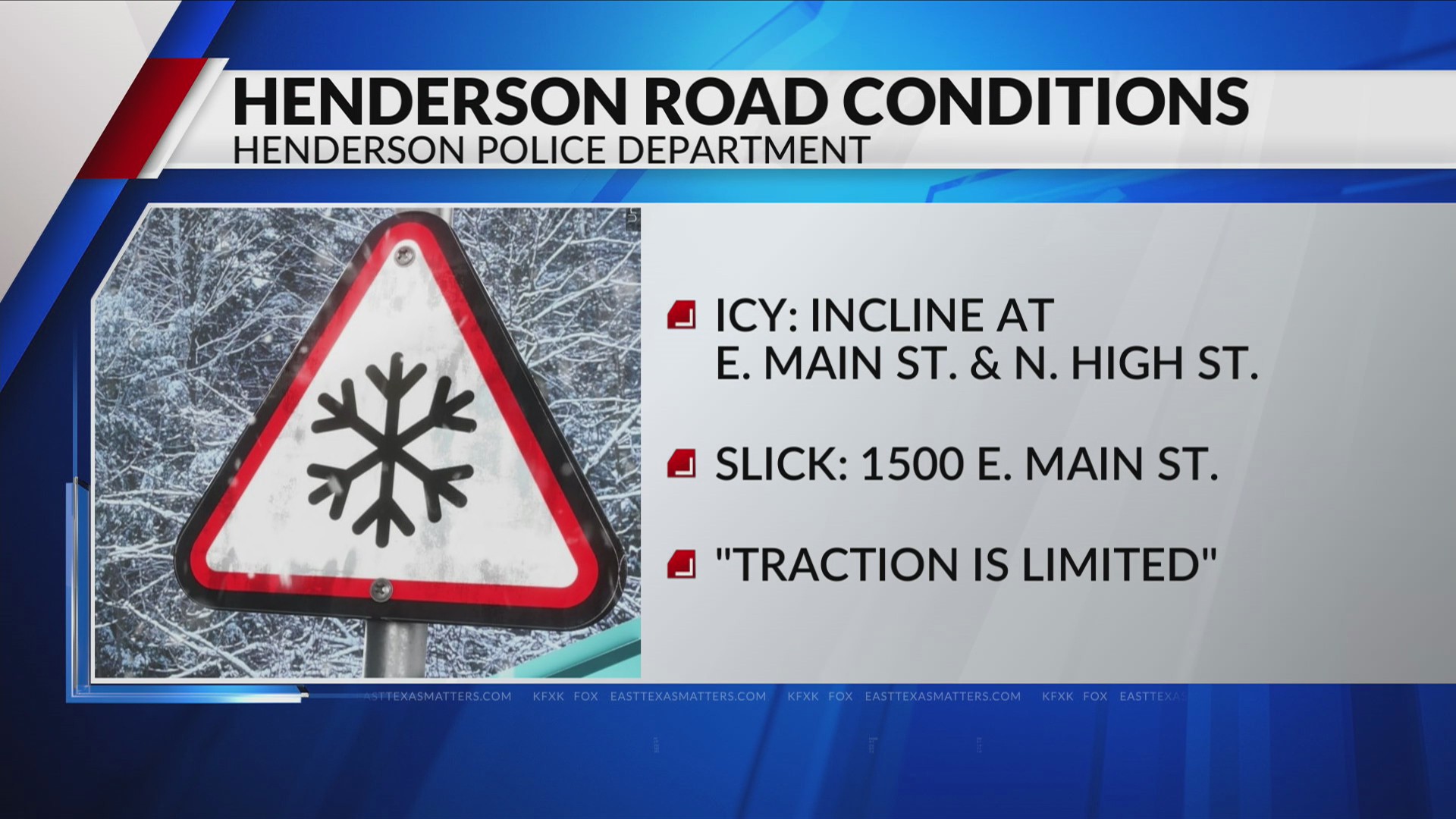 Henderson road conditions remain icy