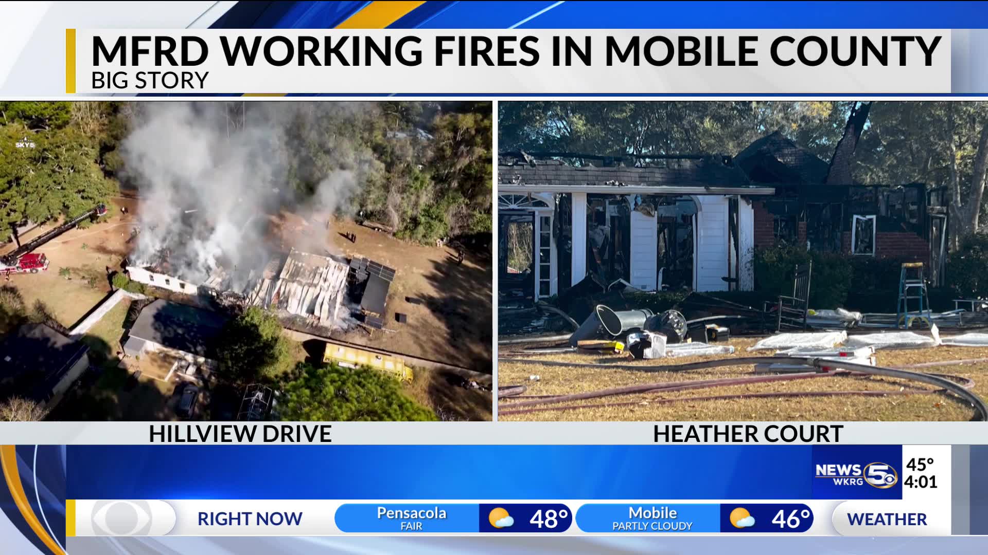 Fire destroys a mobile home on Hillview Drive
