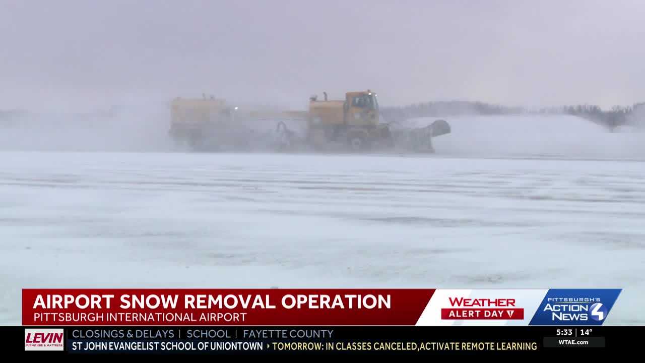 Snow removal continues at Pittsburgh International Airport after storm