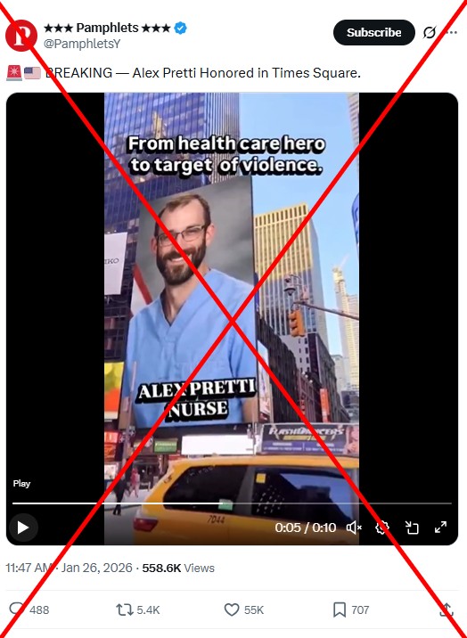 Video falsely places tribute to Minneapolis shooting victim in Times Square