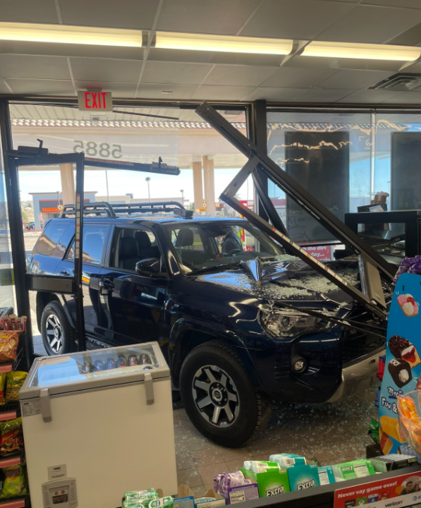CSFD: Car crashes into gas station off Powers Boulevard