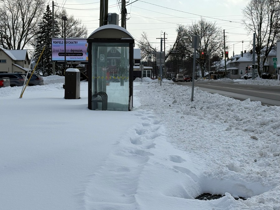Bus stop conditions vary across Elmira following winter storm