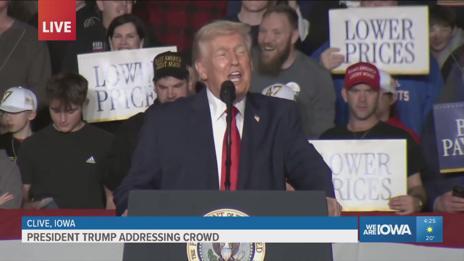 Trump speaks in Iowa at Clive event