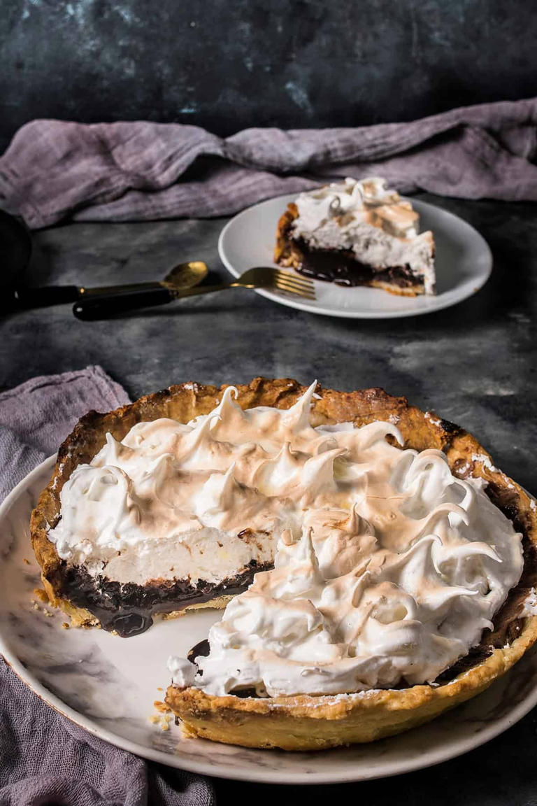 Chocolate pie with frosting that feels classic and indulgent