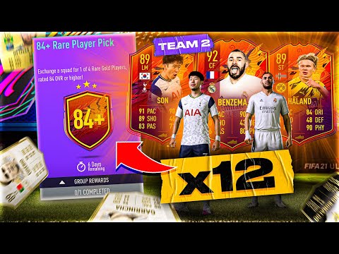 What do you get from 12 guaranteed 84+ rare player pick packs in FIFA 21?