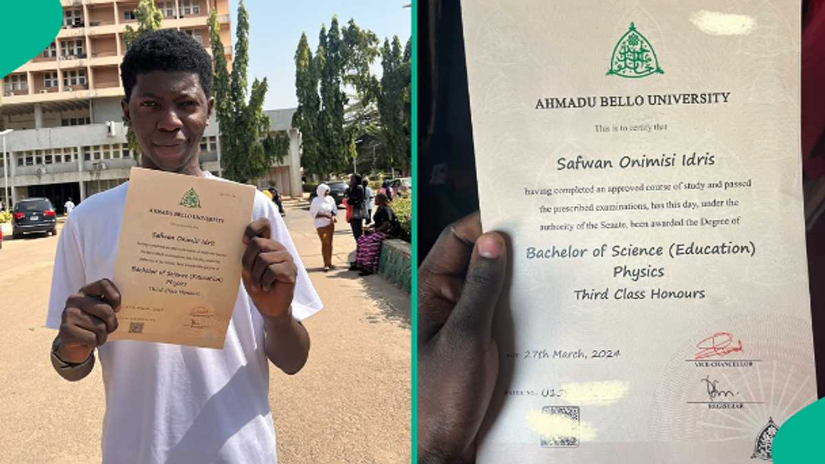 Graduate displays class of degree he bagged at Ahmadu Bello University ...