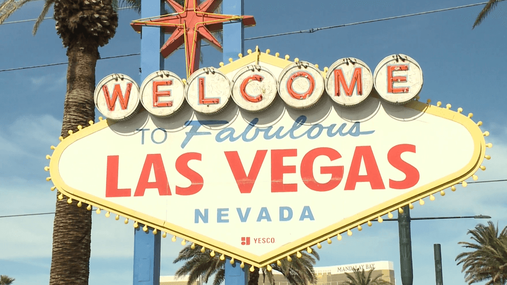 Las Vegas sign glows yellow for Holocaust Remembrance Day