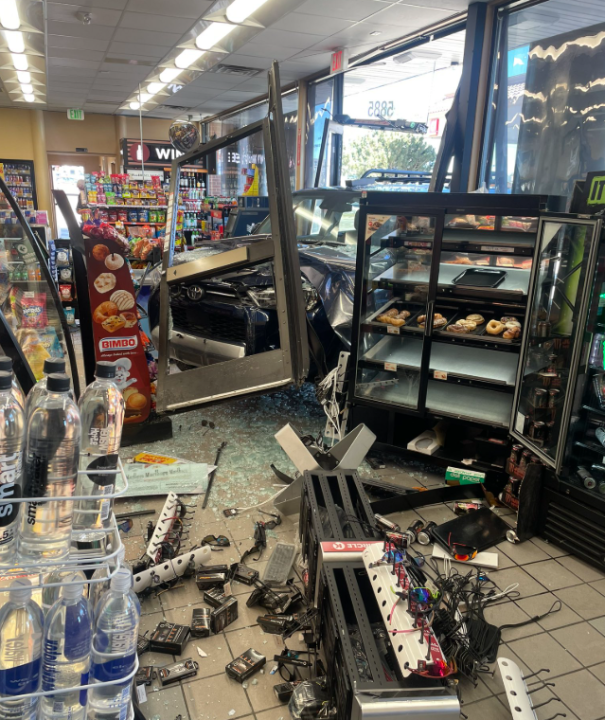 CSFD: Car crashes into gas station off Powers Boulevard